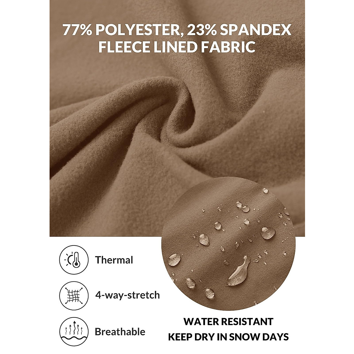 BALEAF Women's Winter Riding Pants Horse Breeches Knee-Patch Fleece Horseback Equestrian Tights Pockets Leggings Brown M