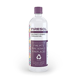 Firesol High Purity Ethanol 3 x 1 Liter - Bioethanol Fuel for fireplaces, Stoves and Burners. Denatured Alcohol (3 Quart) Clean Burning, Sustainable Fuel