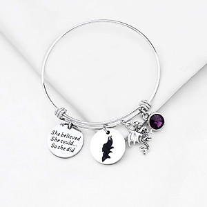 PLITI She Believed She Could So She Did Horns Silhouette Bangle for Friend Family (she believed male bg)