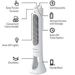 Honeywell HYF260 Quiet Set Whole Room Tower Fan, White