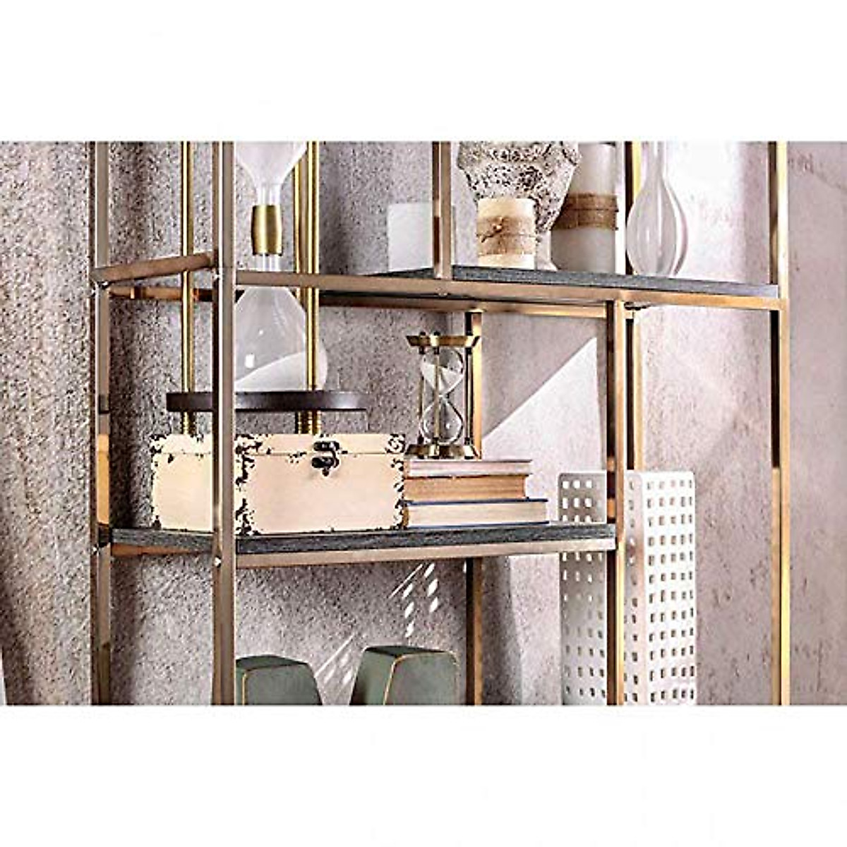 Furniture of America Corley Contemporary 6 Shelf Bookcase, Champagne