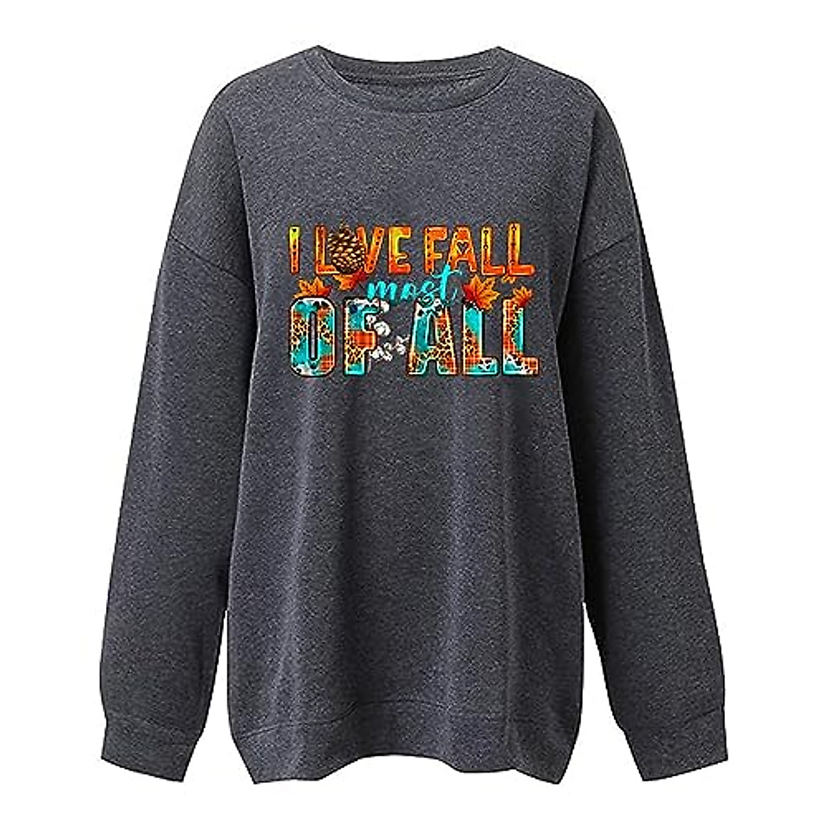 iHPH7 Sweatshirt for Women I love fall most ofall Loose Fit Hoodies Fall Pumpkin Shirt Crewneck Oversize Lightweight Pullover