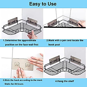 Corner Shower Caddy, 2 Packs Bathroom Shelf Tripod Wall Mounted Shower Corner Organizer Shelves(Punch Free), Shower Storage Rack for Bathroom/Dorm/Kitchen