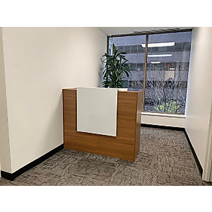UGOS ICN 53" Modern Reception Desk, Multifunctional Modern,Transaction Countertop, Laminate Desktop, Standing Front Table for Office, Home, School, Salon, Spa - Teak and White