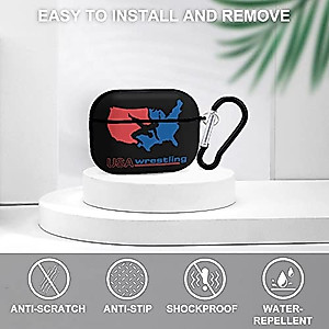 USA Wrestling AirPods Pro Case Headphone Cover Hard Shell with Keychain Shockproof