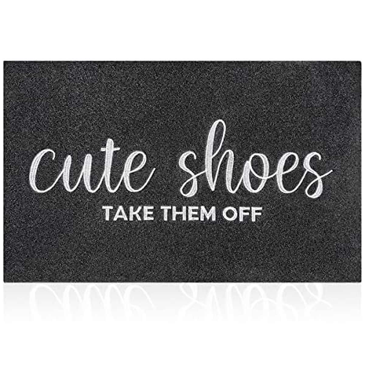 Welcome Mat Outdoor Entryway Cute Shoes Take Them Off Mats for Front Door with Rubber Backing Doormat Indoor Mat Polystyrene Non Slip Natural Mat Black