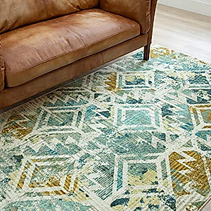 Mohawk Home Danae Teal (5' X 8') Geometric Abstract Area Rug
