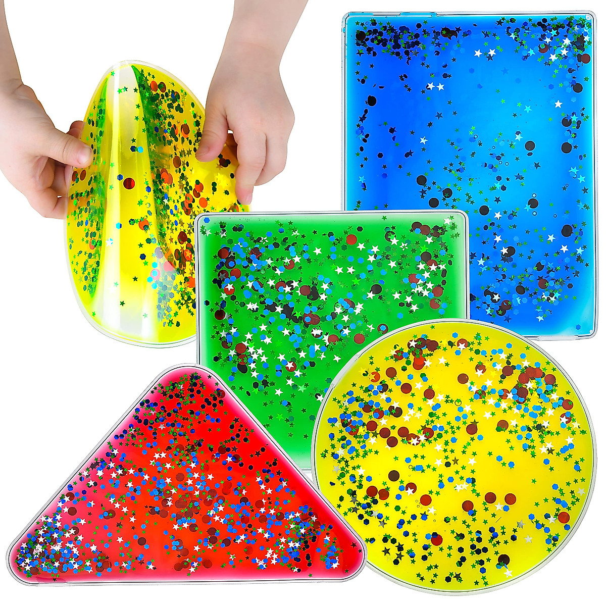 Playlearn Sensory Gel Pads - Sensory Bag - 3D Folding Pads 4pk - Fidget Toys - Tactile Sensory Toys