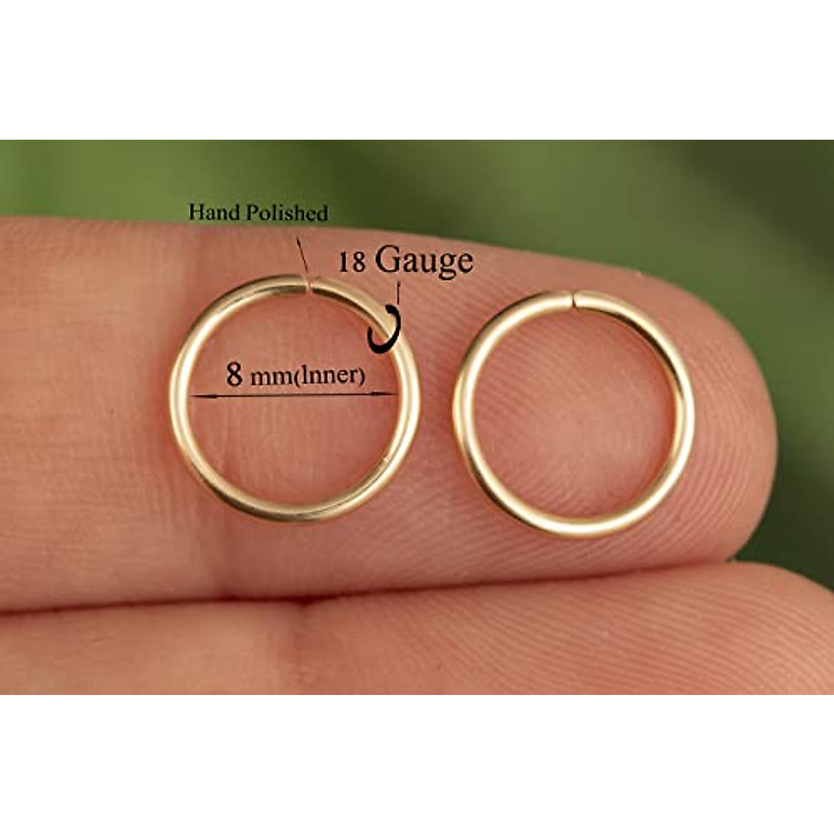 Small Gold Tragus Huggie Hoop Earrings for Women Cartilage Nose Helix Tragus Rook Piercing(Gold, 8mm 18 gauge / 1 pair)