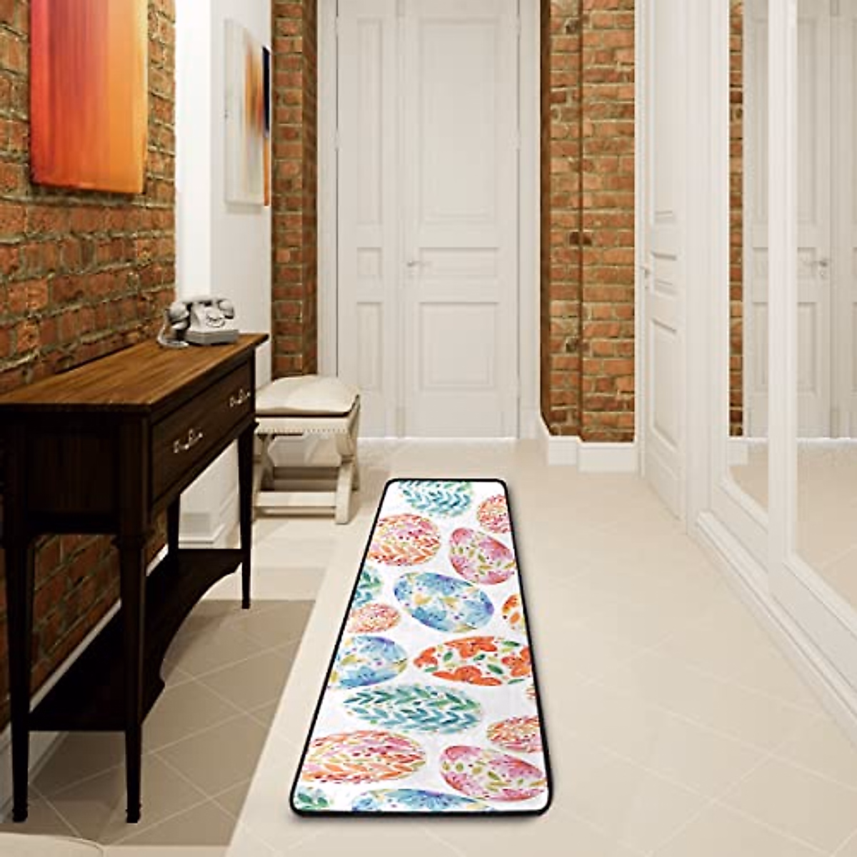 Easter Floral Eggs Kitchen Rug Runner Rug Doormat Bath Mat Area Rug Non-Slip Carpet for Kitchen Living Bedroom 72 x 24 Inch