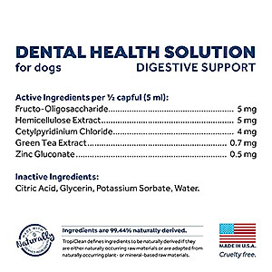 TropiClean Fresh Breath Certified Wellness Collection Dental Health Solution Plus Digestive Support for Dogs | Prevents Plaque & Tartar | VOHC Accepted | Freshens Bad Dog Breath | 16 oz