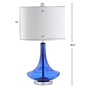 JONATHAN Y JYL1081D-SET2 Set of 2 Table Lamps Cecile 25.5" Glass Teardrop LED Table Lamp Contemporary Bedside Desk Nightstand Lamp for Bedroom Living Room Office College Bookcase, Cobalt Blue