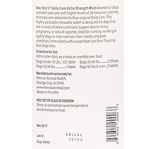 Doc Roy's Daily Care Extra Multivitamin with Minerals for Dogs- Canine Daily Health Supplement - 365ct Tablets