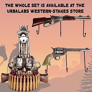 Urbalabs Western Pistol Beer Opener and Rustic Wall Hooks Pistol and Rifle Coat or Key Holder Wall Hook Mounted Decorative for Hats, Coats, Towels, Mudroom, Rustic Western Decor (Rifle)