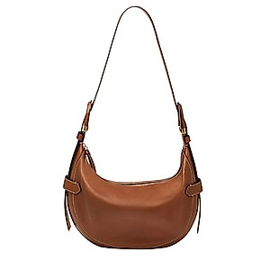 Fossil Women's Harwell Leather Hobo Purse Handbag, Brown (Model: ZB1847200)