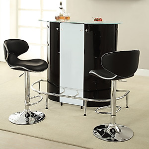 Coaster Home Furnishings Lacewing 1-Shelf Bar Unit Glossy Black and White