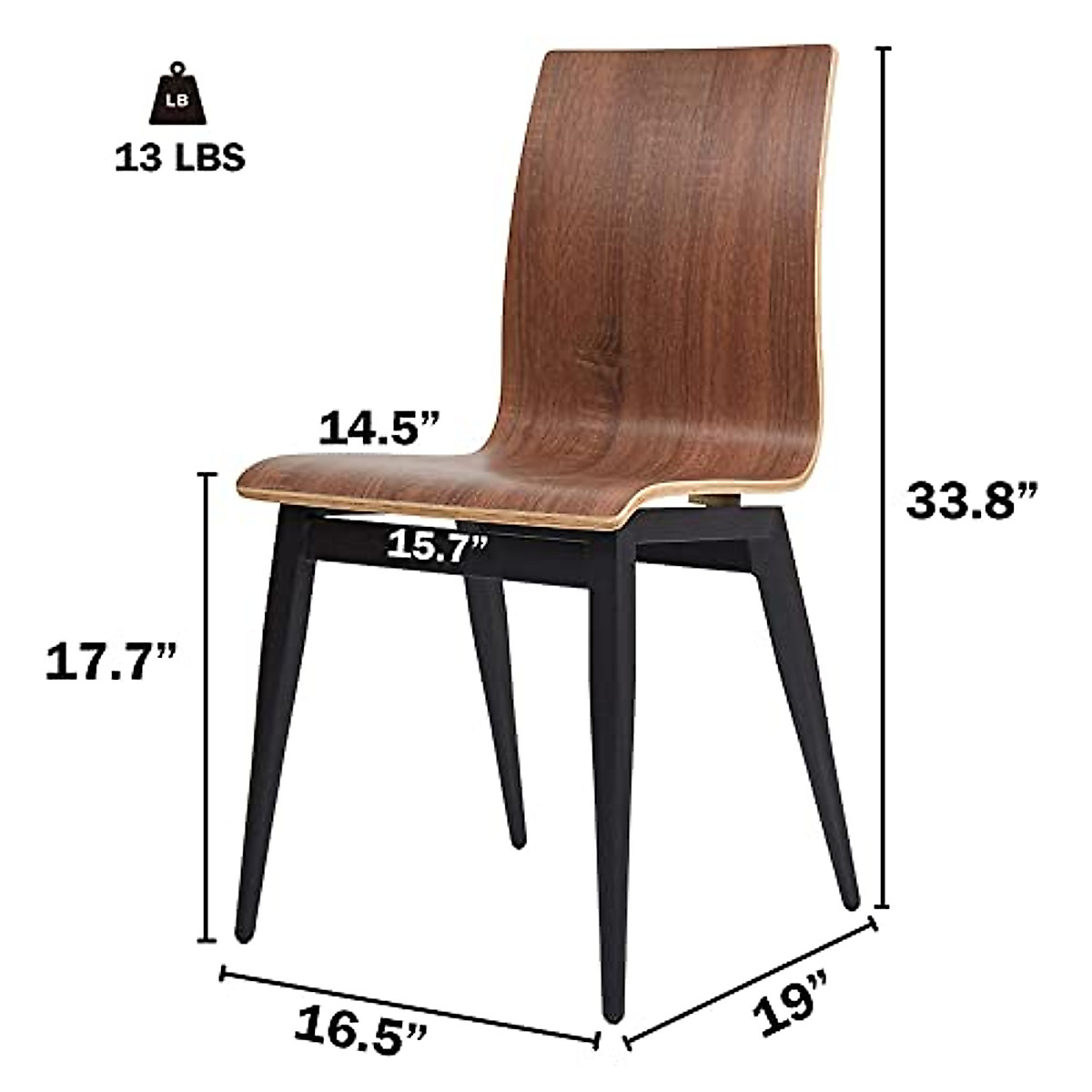 Dining Room Chairs Set for 4 Modern Kitchen Chairs with Wooden Seat and Metal Legs, Dining Side Chair for Indoor and Outdoor, Ergonomic Design, Oak