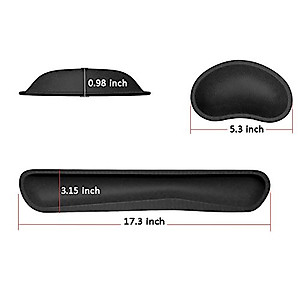 Mouse Pad Wrist Support, Keyboard Wrist Rest with Ergonomic Raised Memory Foam for Easy Typing & Pain Relief, Comfortable Keyboard and Mouse Pad Set, Computer Accessories for Office, Laptop, Mac