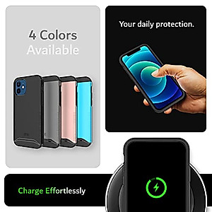 TUDIA DualShield Designed for iPhone 12/12 Pro Case (6.1"), [Merge] Shockproof Military Grade Slim Heavy Duty Tough Cover Compatible with iPhone 12 Phone Case - Matte Black