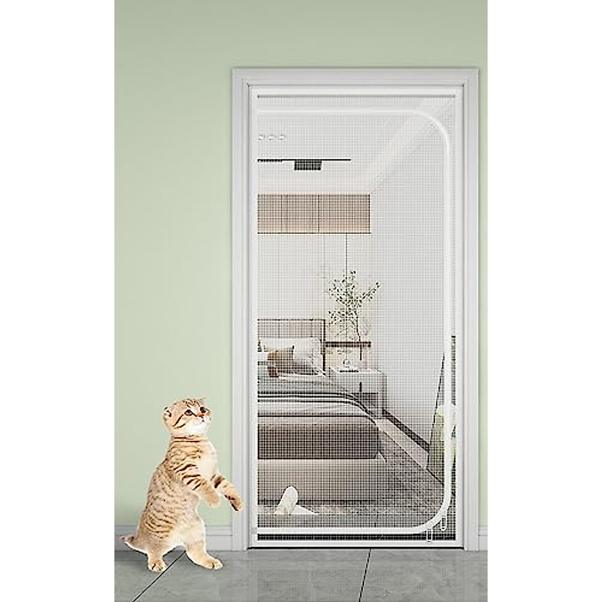 Zipper Screen Door Screen Door Pet Screen Door Zipper Door Door net Bug Screen for Doorway Mosquito Screen (D White,W x L:80x210cm(31×82inch))