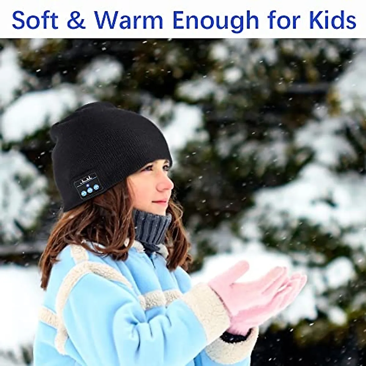 EverPlus Bluetooth Beanie Mens,Women Gifts,Bluetooth Hat,Headphones Beanie Black