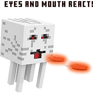 Mattel Minecraft Toys, Fireball Ghast Action Figure with 10 Shooting Discs & Changing Expression, Collectible Toy Inspired by the Video Game
