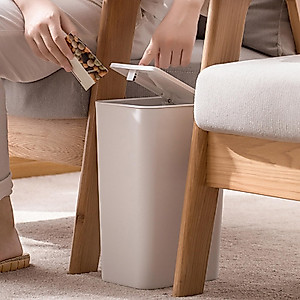 CENGNIAN Bathroom Trash Can with Lid, Small Garbage Can with Press Lid, Plastic Wastebasket with Popup Lid for Toilet, Office, Bedroom, Living Room