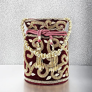 Aheli Potli Bags for Women Evening Bag Clutch Ethnic Bride Purse with Drawstring (P64M)