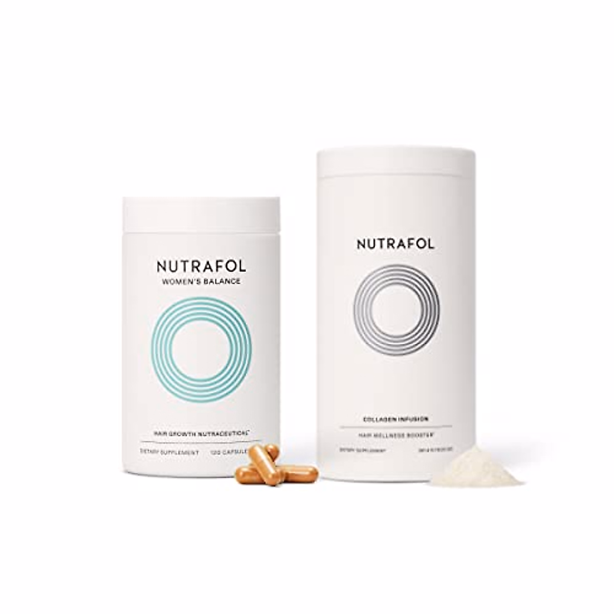 Nutrafol Women Hair Growth Strengthening Duo | Ages 45+ | Collagen Peptide Powder & Clinically Effective Hair Supplement for Thinker, Stronger Hair | 12 OZ | 1 Month Supply