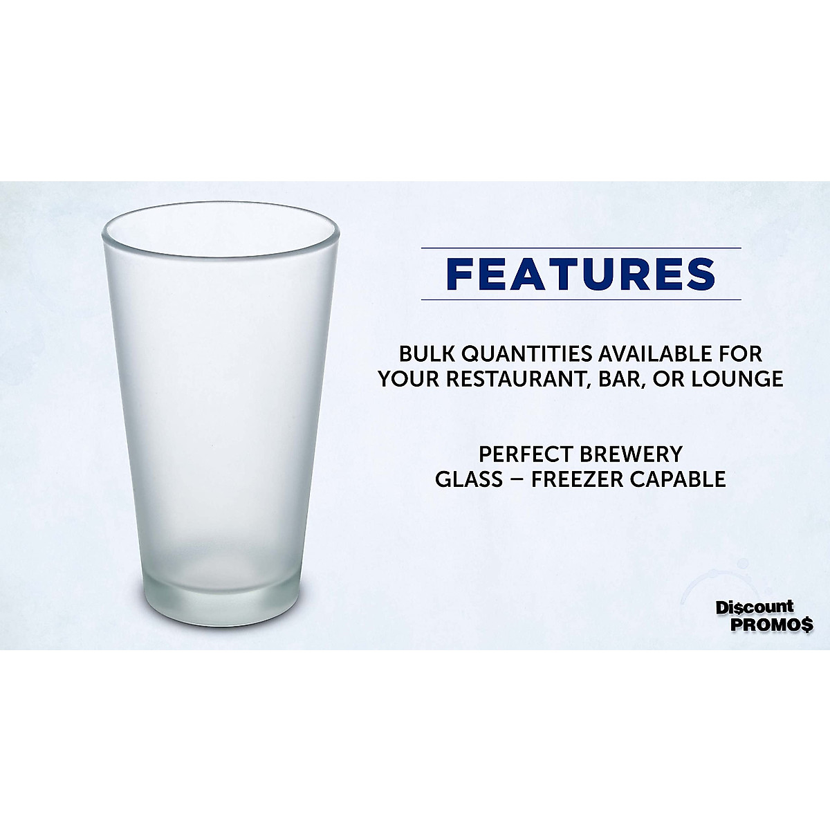 DISCOUNT PROMOS 10 Frosted Pint Glasses Set, 16 oz. - Barware, Mixing Glass, Durable - Frosted