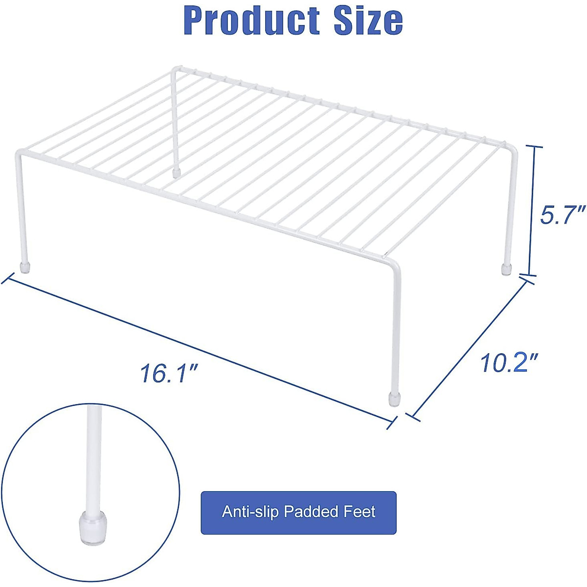 (16.1 x 10.2 Inch) Cabinet Storage Shelf Rack, Kitchen Shelves，Kitchen Counter and Cabinet Shelf, Storage Rack Organizer for Kitchen, Fridge, Cabinet, Bathroom Cupboard (White, 6)