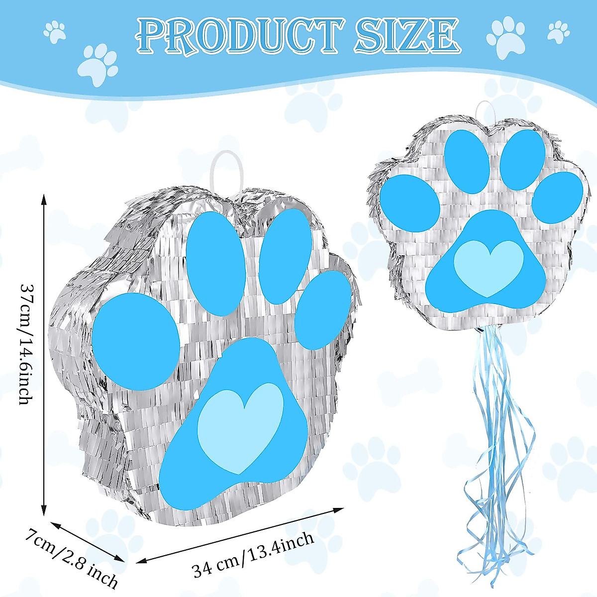 Dog Paw Piñata Small Dog Paw Piñata Themed Birthday Party Supplies Piñata Blue Puppy Paw Piñata It's Party Woof Dog Themed for Girls Boy Baby Shower
