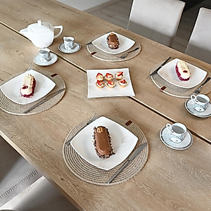 Round Placemats Set of 4, Handmade by Braided Natural Jute for Kitchen and Dining Table, Dia. 12.6 Inch, Doublesided, Heat Resistant, Light Brown