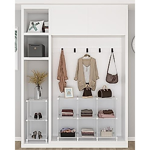 FUNLAX Cube Storage Shelf, 9 Storage Cubes Closet Organizers and Storage Portable Cube Storage Organizer Plastic Bookshelf Bookcase for Study Room, Bedroom, Office, White