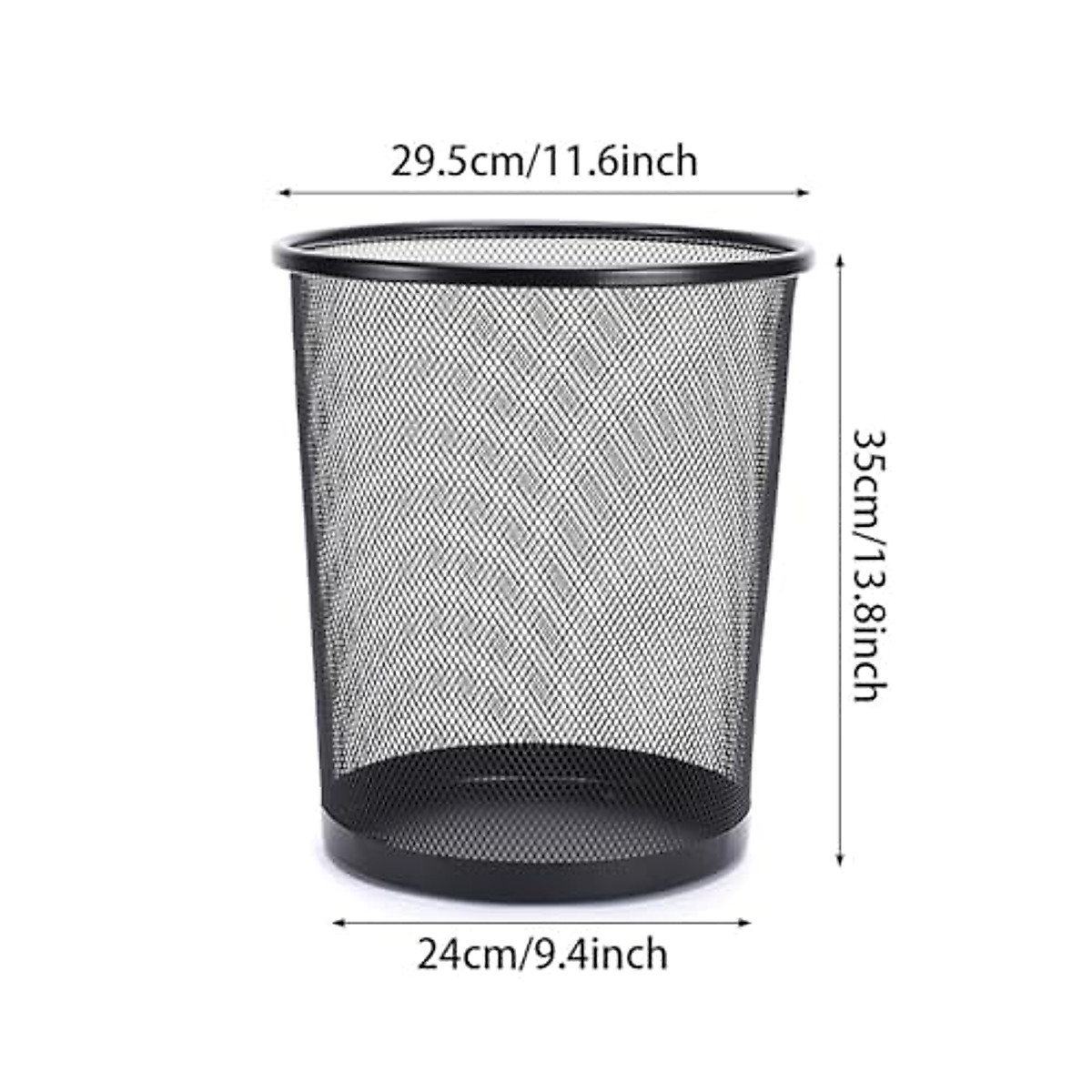 Waste Paper Basket Small Cylinder Trash Can for Home or Office Mesh Round Bins, Reinforced Solid Rim and Base for Garbage or Recycle