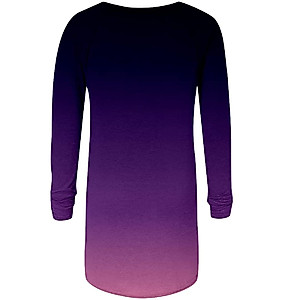 Womens Tunics or Tops to Wear with Leggings Long Sleeve Loose Fit Fall Clothes Crewneck Gradient Comfy Shirts Blouses
