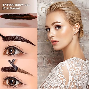 LSxia 2 Pcs Peel Off Tattoo Eyebrow Gel Set, Natural Color Eye-Brow Gel Long-Lasting Waterproof Eyebrow Tattoo, Easy Peel Off Eyebrow Brow Tattoo Makeup -Up To 3 Days (Brown)