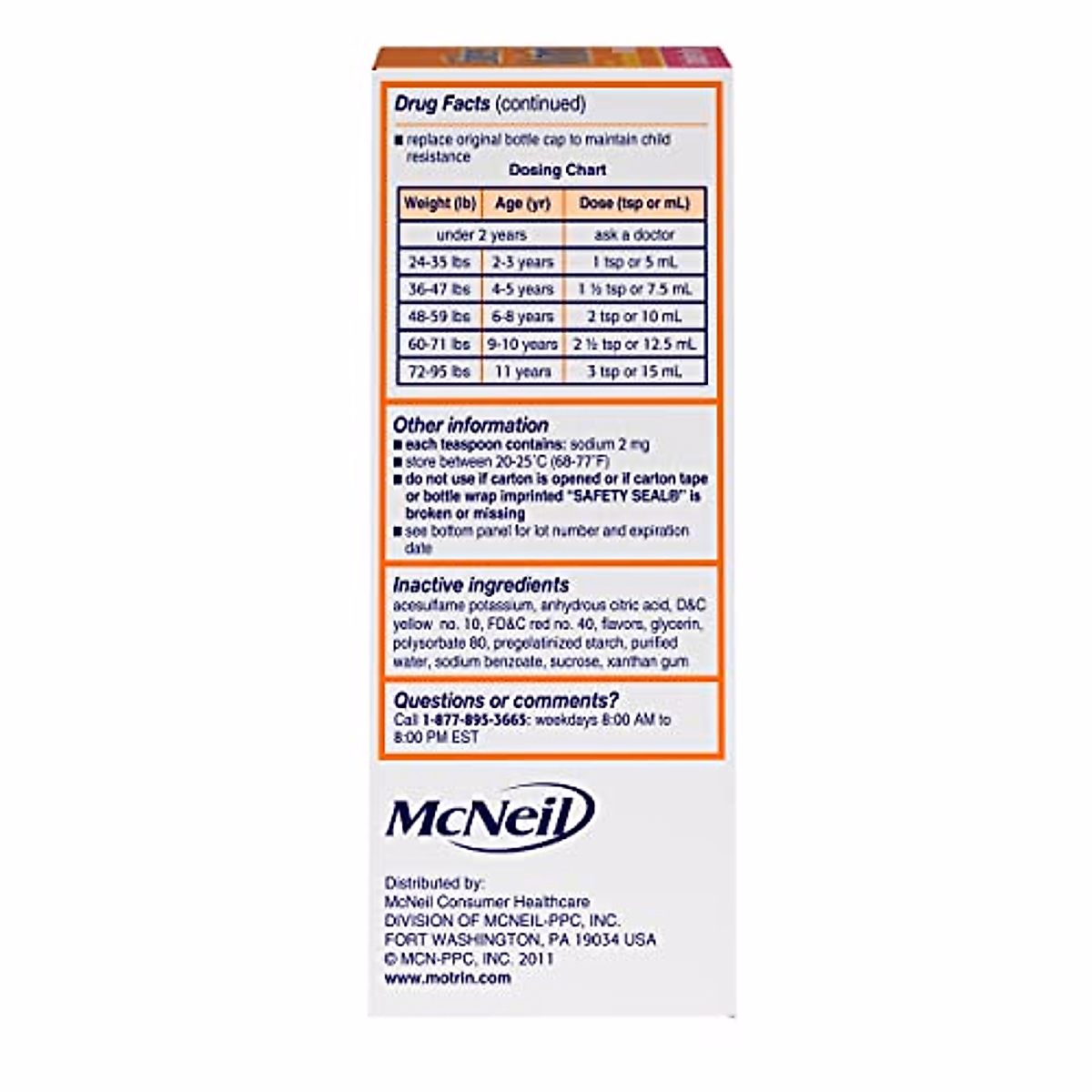 Motrin Children's Oral Suspension, Ibuprofen,Pain Relief, 4 Oz