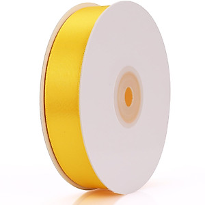 Baocuan 3/4 inch Yellow Solid Satin Ribbon 50 Yards 100% Polyester Fabric Soft and Durable for Wedding Invitations, Bridal Bouquets, Sewing, Party Decorations, Gift Wrapping and More