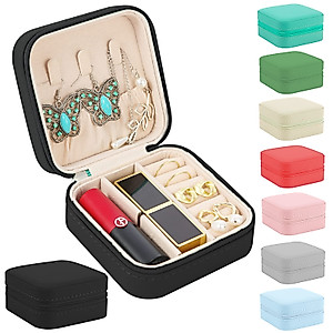 Shmiay.ML Jewelry Case, Small Travel Jewelry Organizer, Portable Jewelry Box Travel Mini Storage Portable Display Storage Box For Rings Earrings Necklaces Gifts Black