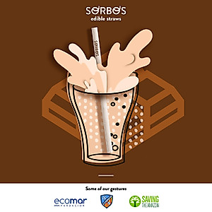 Sorbos Edible Straws, Chocolate Flavored, Sustainable, Individually Packaged, No Plastic, No Allergens, No Gluten, No PFAS, 100 Percent Biodegradable, 7.4 inches long (Pack of 200)