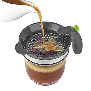 IVYHOME 4 Cups Plastic Fat Separator with Bottom Release, Gravy Grease Separator, Soup Oil Separator Measuring Cup, including a Garlic Press for FREE