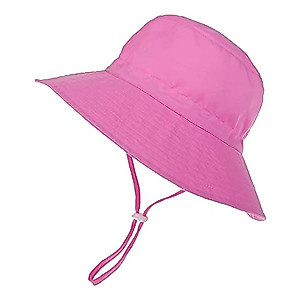 Baby Sun Hat Toddler UPF 50+ Summer Sun Protection Wide Brim Bucket Hat Baby Girl Beach Hat Boy Kids Adjustable Cap(Pink, XS)