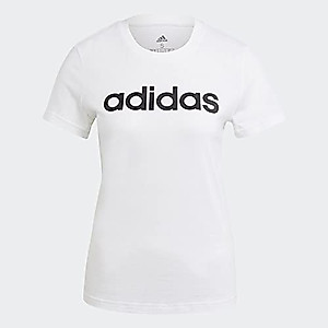 adidas womens Linear T-Shirt White/Black Large