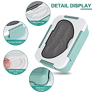 MaMix Bento Lunch Boxes for Adults Kids, Bento Box Adult Lunch Box, 5 Compartment Lunch Box Containers for Adults, Meal Prep Containers Accessories Reusable & Leakproof (Green)