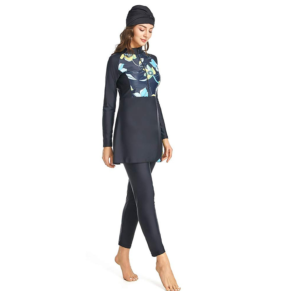 Muslim Swimsuits for Women Modest Islamic Hijab Long Sleeve Swimwear Burkinis Bathing Suit Swimming Beachwear (S1, XS)