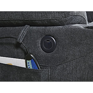 POCIYIHOME 35.5" Electric Power Lift Recliner Chair Sofa with 8 Vibrating Massage 1 Lumbar Heating Point for Elderly, 2 Side Pockets, Cup Holders, USB Ports, High-Tech Seat for Home, Dark Gray