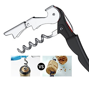 Professional Waiter Corkscrew Wine Openers Set (2 PCS),Upgraded With Heavy Duty Stainless Steel Hinges Wine Key for Restaurant Waiters, Sommelier, Bartenders (Black 2 Packs)
