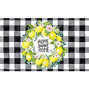 Toland Home Garden 800533 Lemon Wreath Summer Door Mat 18x30 Inch Sunshine Outdoor Doormat for Entryway Indoor Entrance