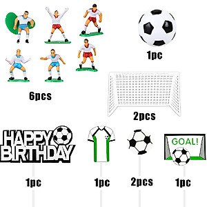 Soccer Ball Cake Topper Decorations For Theme Party, Football Player, Men, Boy, Birthday, Sport Supplies, 14 PCS